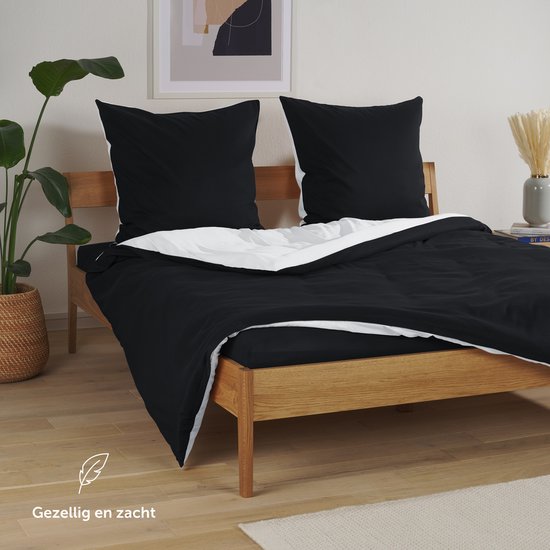 Blumtal Dekbedovertrek Set Tweekleurig - Luxe Beddengoed - 155 x 200 cm ...