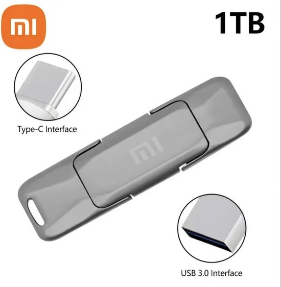 Drive 1 Tb Usb 3.0 & Usb-C Flash Drive Metaal donker Grijs Memory Stick ...