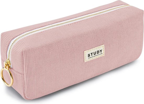 Etui Meisjes Tiener Etui Corduroy Stof Etui School Etui, roze, etui | bol