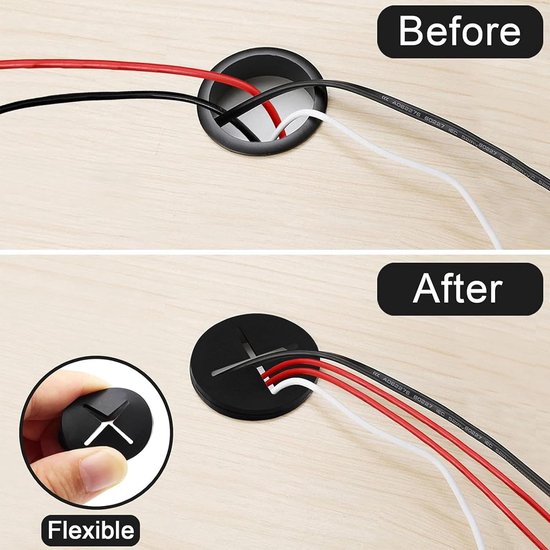 Kabeldoorvoer voor tafel, 8 stuks, flexibele siliconen kabeldoorvoer ...