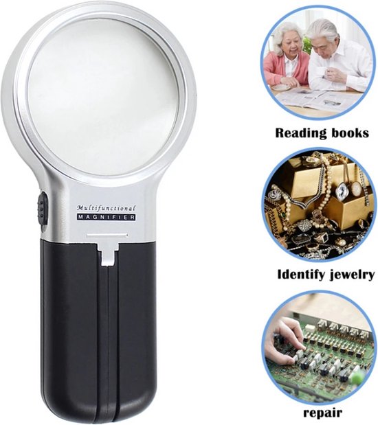 Opvouwbare Loep Met 2x LED Verlichting I Hand Loep I Vergrootglas I ...