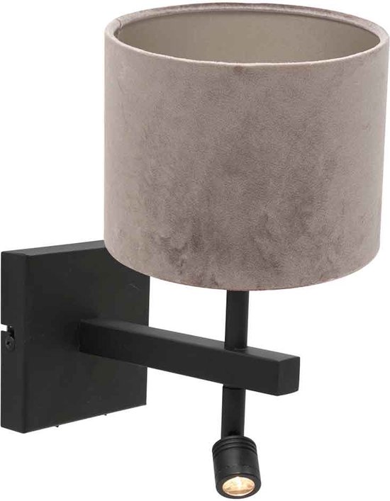 Wandlamp Stang met kap | 2 lichts | grijs / taupe / zwart | metaal ...