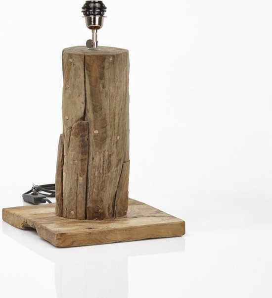 Taha Tafellamp voet - 25x25x50cm - Rond - Teak naturel, tafellamp ...