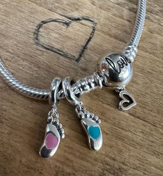 Tracelet | Zilveren bedels | Bedel baby voetje | Charm bedel voetje met ...