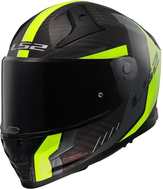 LS2 Helm Vector II Carbon Grid FF811 mat zwart / fluorgeel maat S | bol