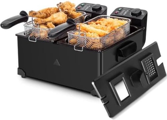 Dubbele frituurpan - Dubbele friteuse - Dubbele frietpan - ‎42,5 x 41,5 ...