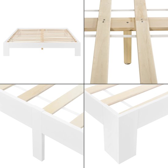 Houten Bed Johann - Grenen - Met Bedbodem - 180x200 cm - Wit - Snelle ...