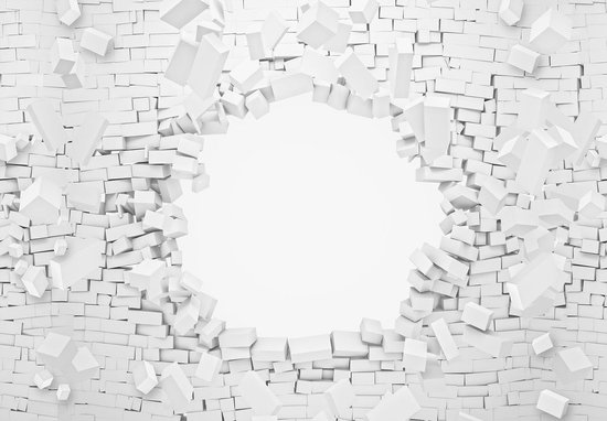 Fotobehang - Vlies Behang - Gebroken Stenen Muur 3D - 208 x 146 cm | bol