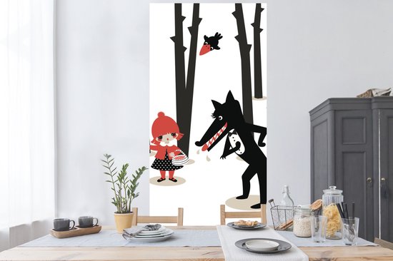 Stickers muraux - Petit Chaperon Rouge - Loup - Forêt - 80x160 cm ...