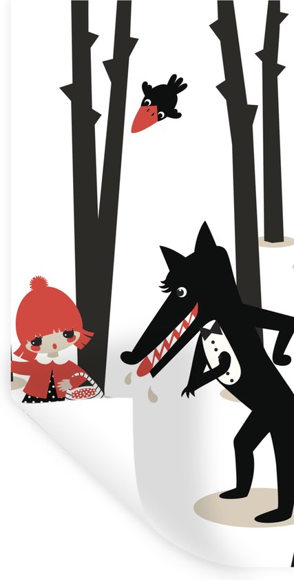 Stickers muraux - Petit Chaperon Rouge - Loup - Forêt - 80x160 cm ...