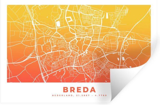 Muurstickers - Sticker Folie - Stadskaart - Breda - Geel - Oranje ...