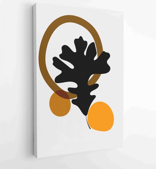 Canvas schilderij - Earth tone natural colors foliage line art boho ...