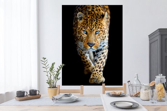 Muurstickers - Sticker Folie - Luipaard - Dieren - Portret - Wilde dieren - Zwart -... | bol
