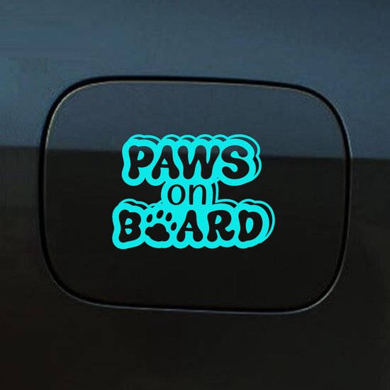 Bumpersticker - Paws On Board - 14x10 - Licht Blauw | bol