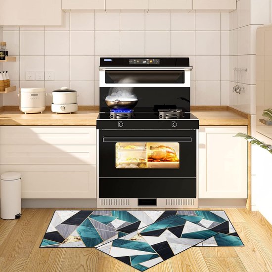 2-delige antislip keukenset, wasbare moderne matten en tapijten voor ...