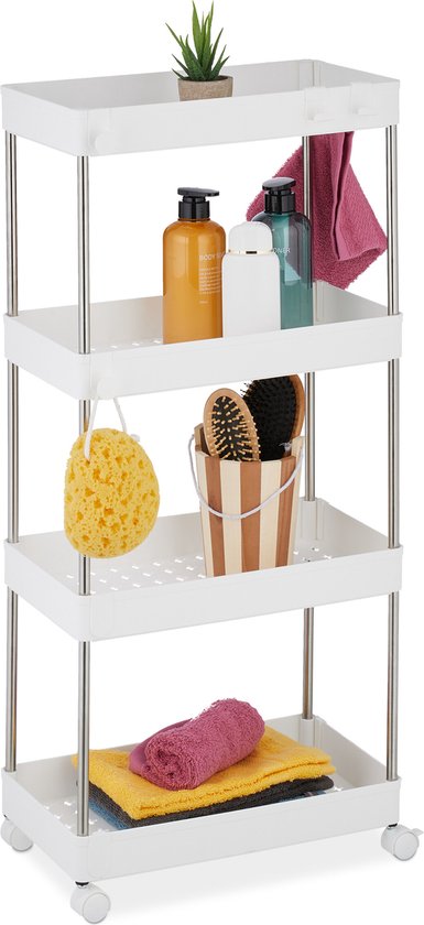 Relaxdays keukentrolley op wieltjes - smalle badkamer trolley ...