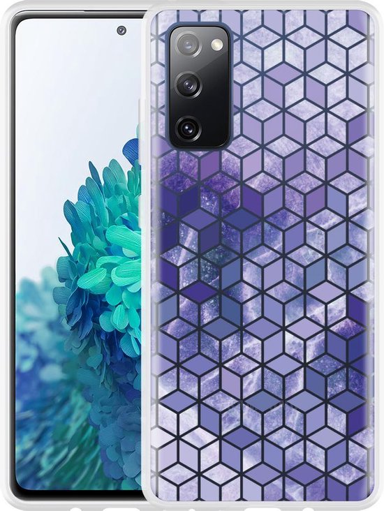 Cazy Hoesje geschikt voor Samsung Galaxy S20 FE - Paars Hexagon Marmer | bol