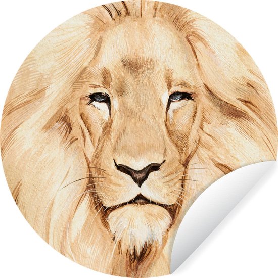 WallCircle - Muurstickers - Behangcirkel - Illustratie - Kleur - Leeuw - 100x100 cm -... | bol