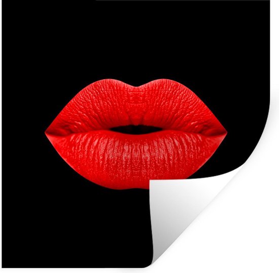 Muurstickers - Sticker Folie - Lippen - Rood - Zwart - 100x100 cm ...
