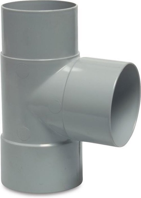 T-stuk 87° PVC-U 80 mm lijmmof x lijmmof x verjonging grijs | bol
