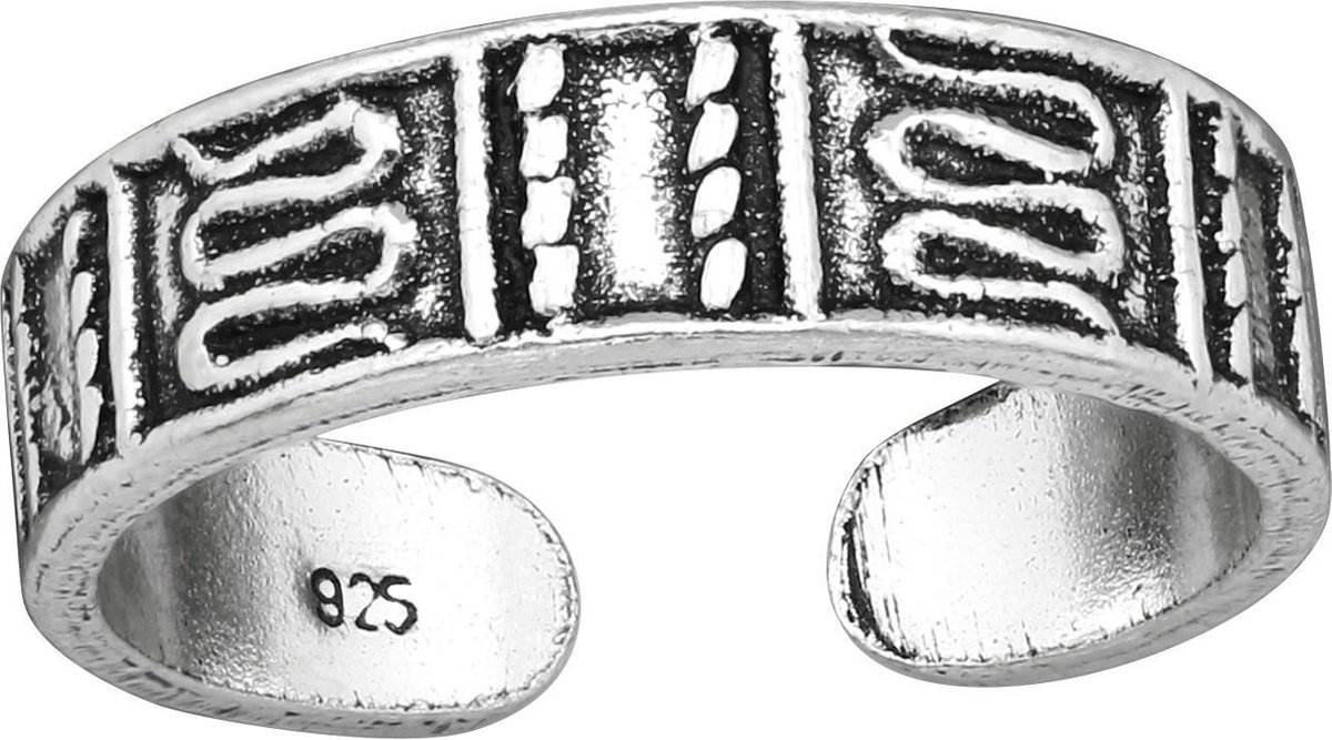 Zilver geoxideerde Teenring met Bali patroon | patterned toe ring ...