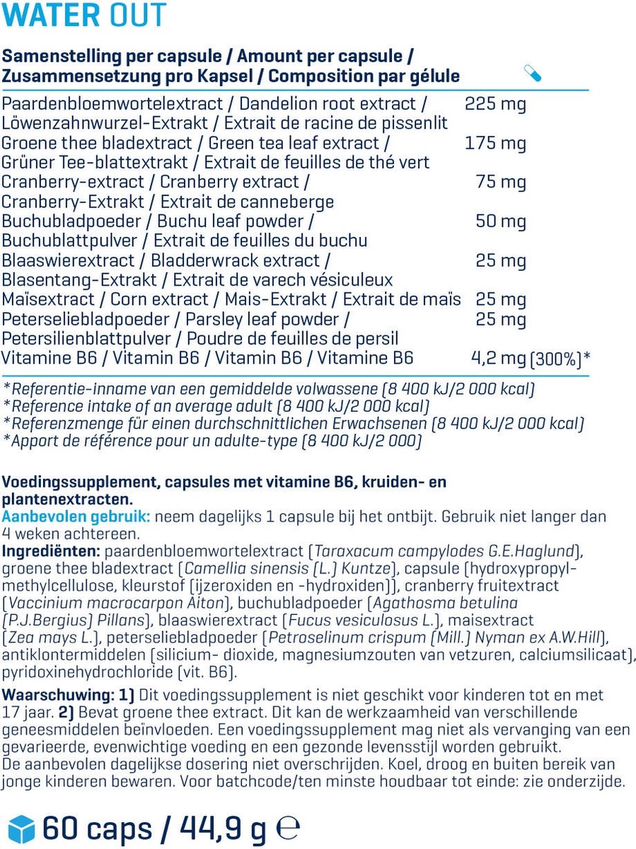 Body & Fit Water Out - Afslankpillen - Afvallen - Fatburner - 2 Maanden Verpakking -... | bol