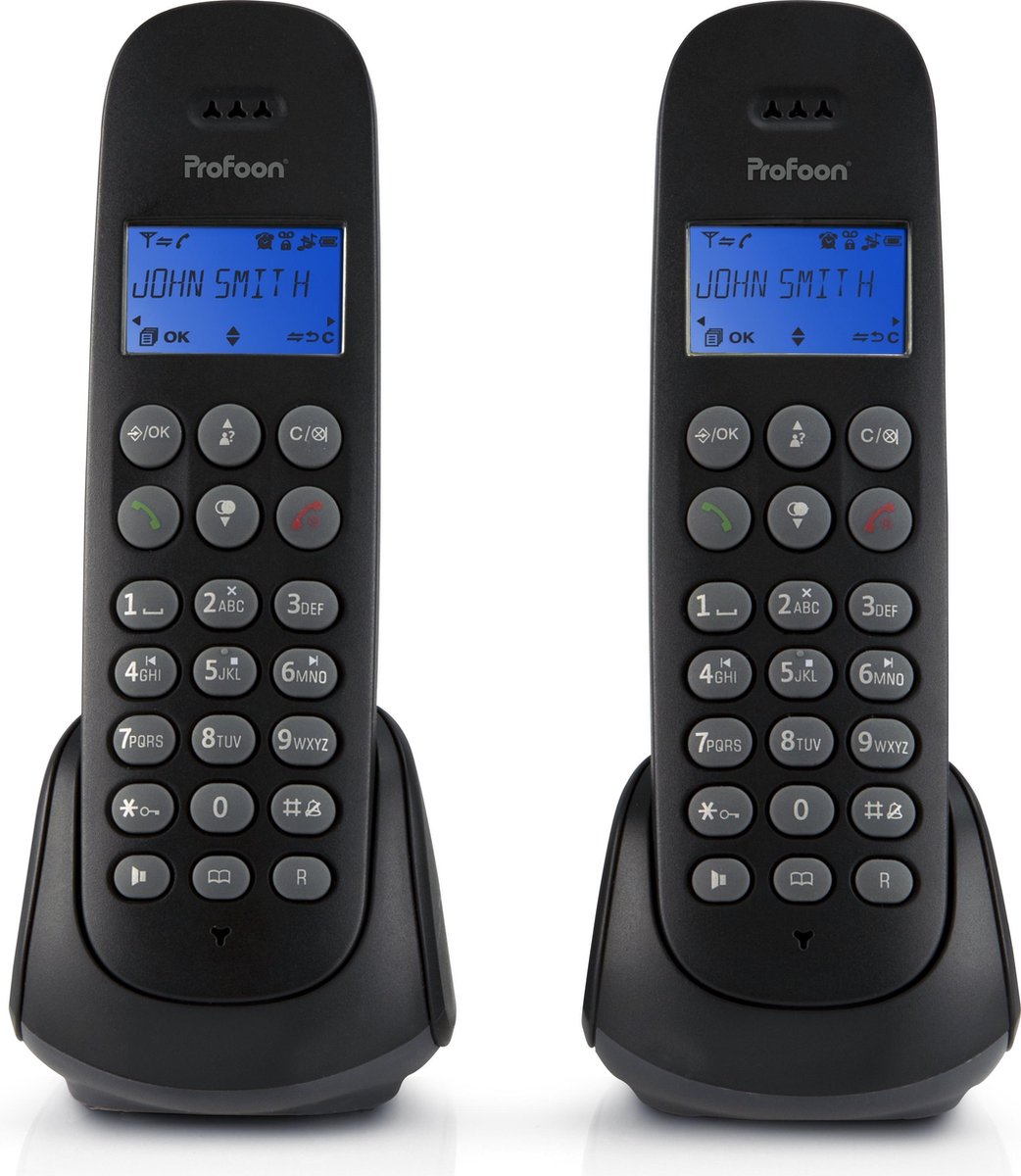 Profoon PDX-315 DUO DECT telefoon met antwoordapparaat duo, zwart ...