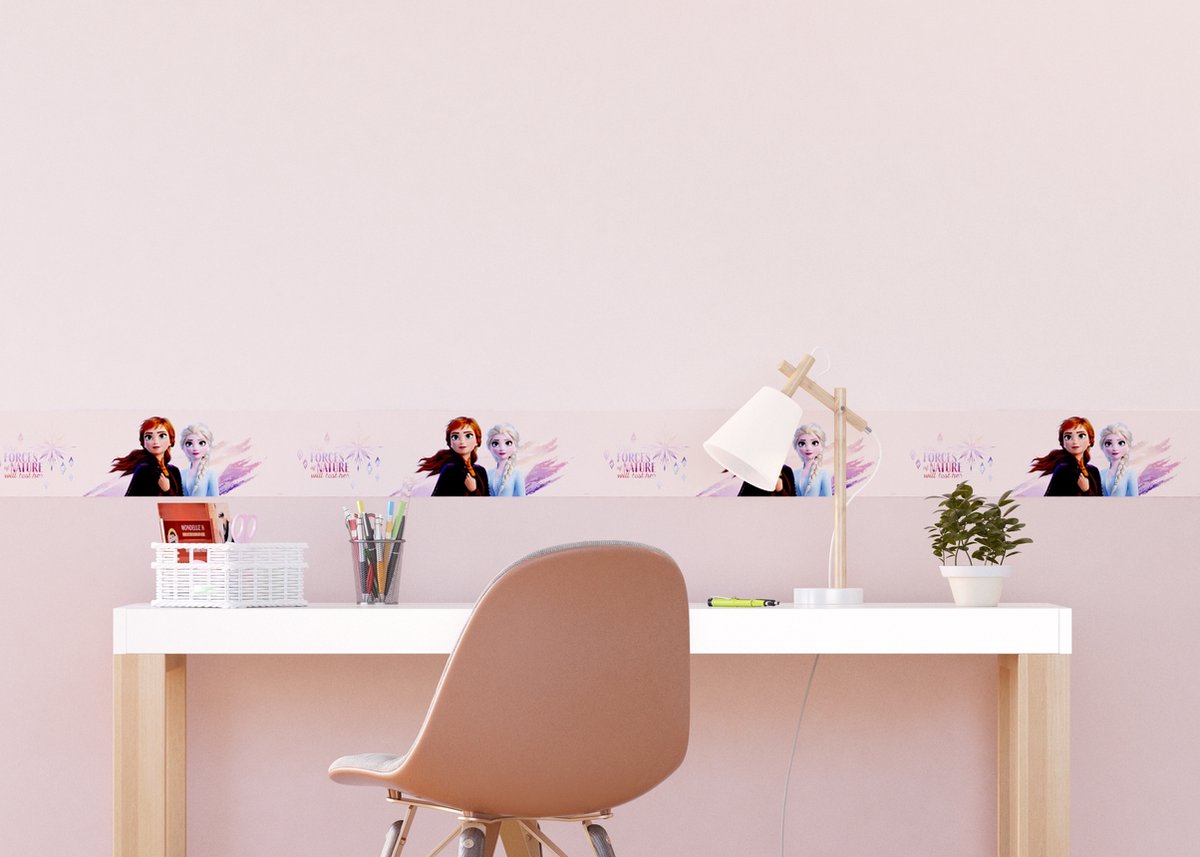 Disney zelfklevende behangrand Frozen Anna & Elsa perzik roze - 600051 ...