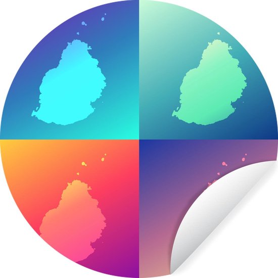 Illustration de quatre cartes de l'Ile Maurice Wall Circle sticker ...