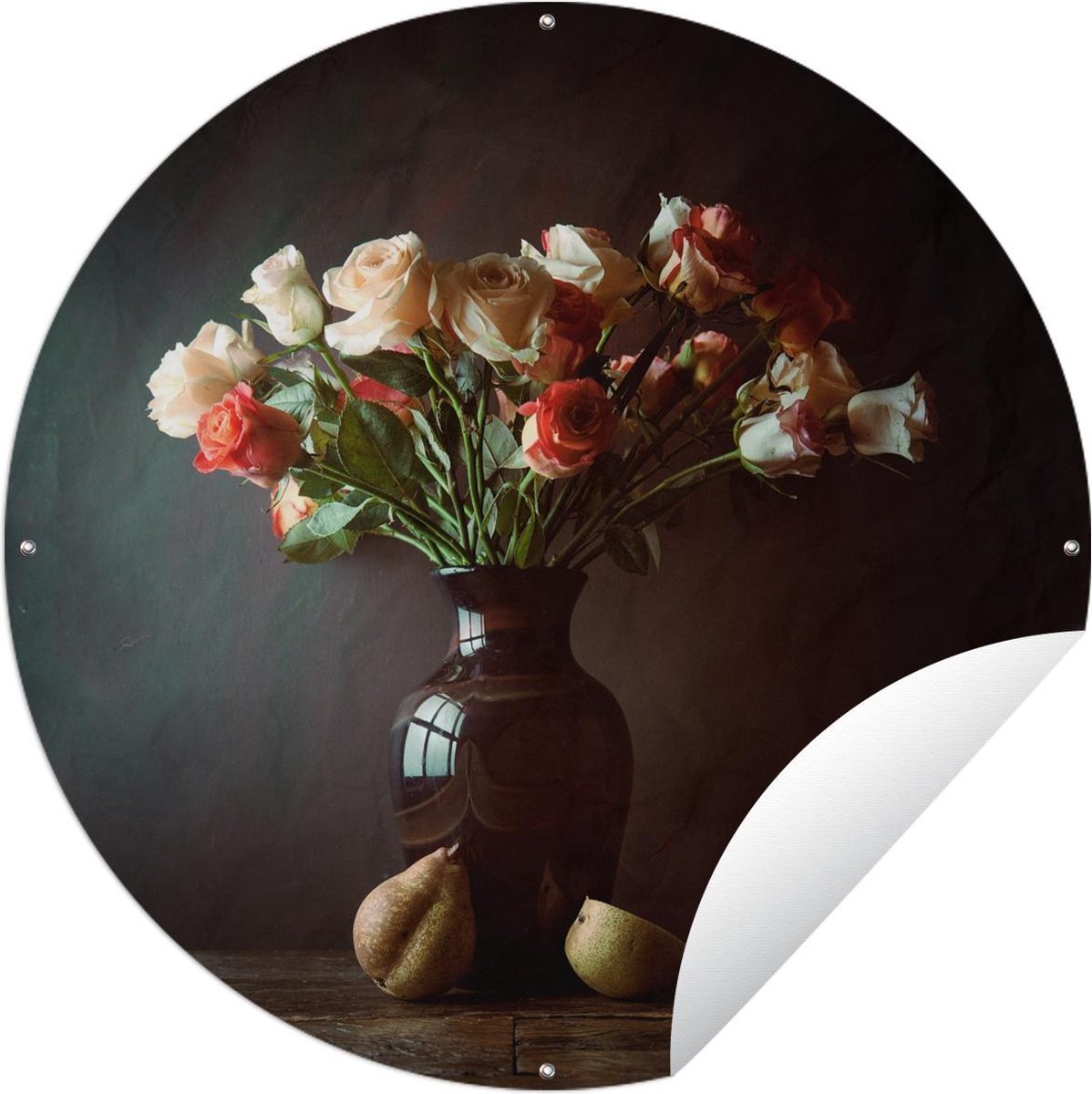 Affiche de jardin Roses rondes (1X) - Nature morte aux roses dans un ...