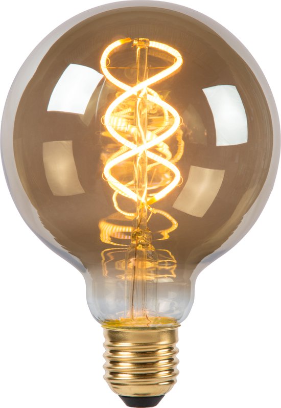 Lucide LED Bulb - Filament lamp - Ø 9,5 cm - LED Dimb. - E27 - 1x5W 2200K - Fumé | bol