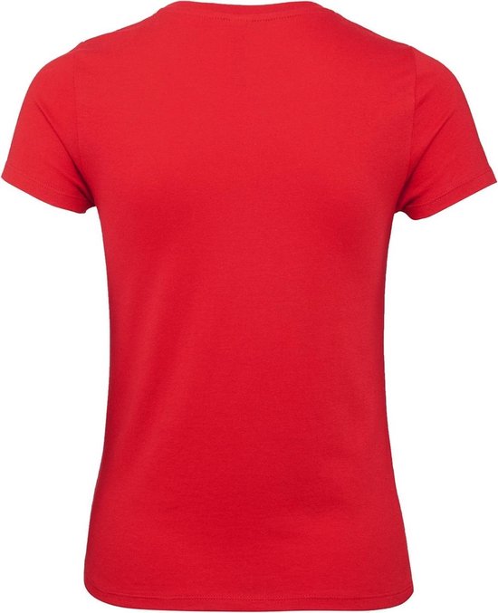 Set van 4x stuks rood basic t-shirts met ronde hals voor dames - katoen ...
