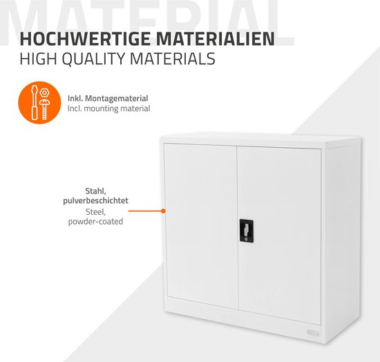 Afsluitbare archiefkast 90x40x90 cm wit staal ML design | bol