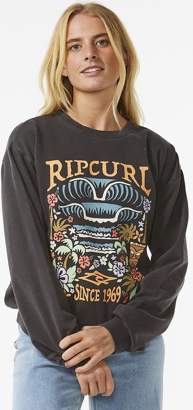 Rip Curl Tiki Tropic Relaxed Crew - Washed Black | bol