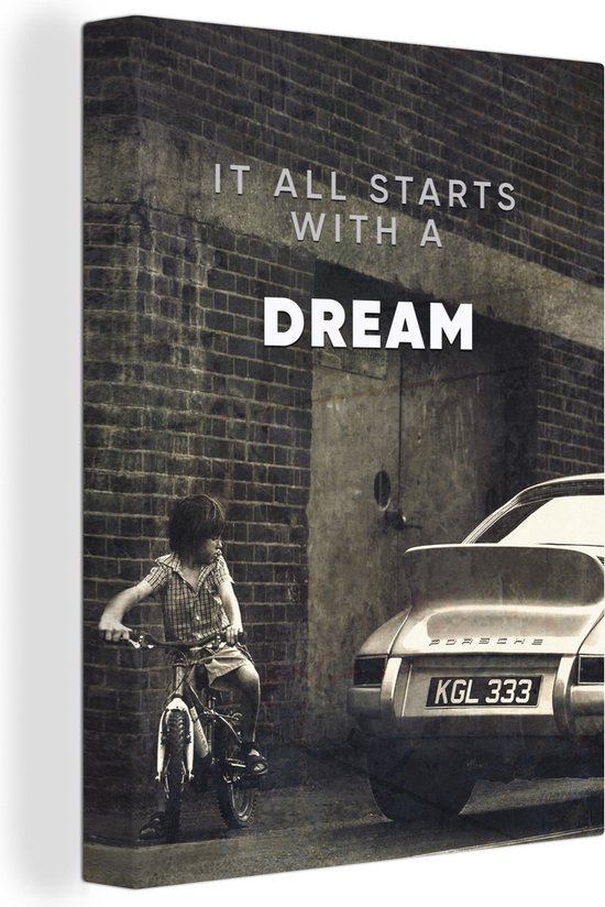Canvas Schilderij It all starts with a dream - Quotes - Spreuken ...