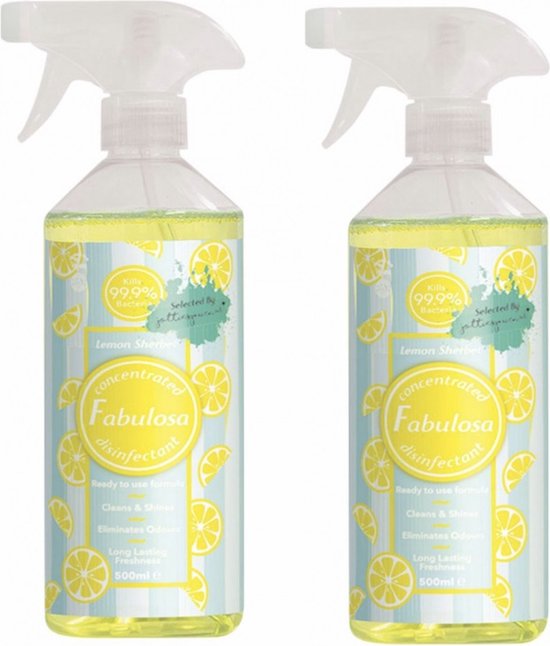FABULOSA - Lemon - 2x 500ML - Desinfecterende Spray - Geconcentreerd ...