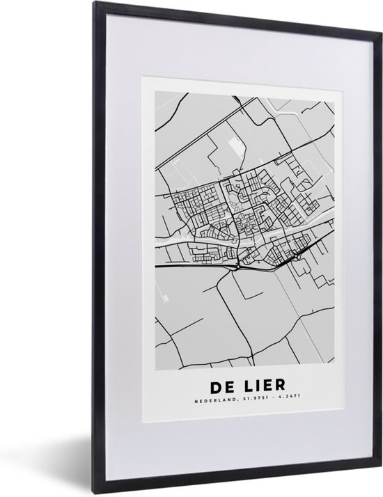 Fotolijst incl. Poster - Plattegrond - De Lier - Kaart - Stadskaart ...