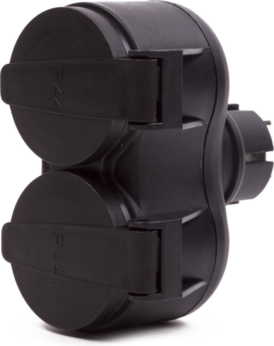Benson stopcontact splitter duo met klep zwart - 2x stuks | bol