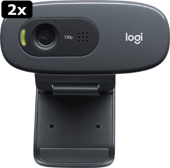 2x Logitech C270 - 720p HD Webcam - 3MP - Grijs | bol.com