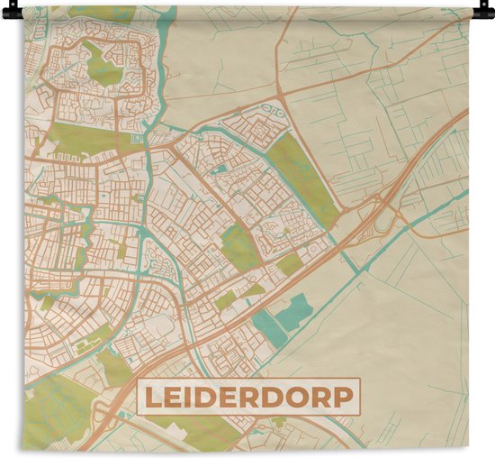 Wandkleed - Wanddoek - Stadskaart - Leiderdorp - Vintage - Kaart ...
