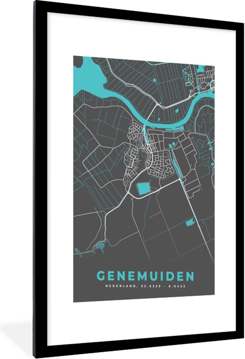 Fotolijst incl. Poster - Kaart - Genemuiden - Plattegrond - Stadskaart ...