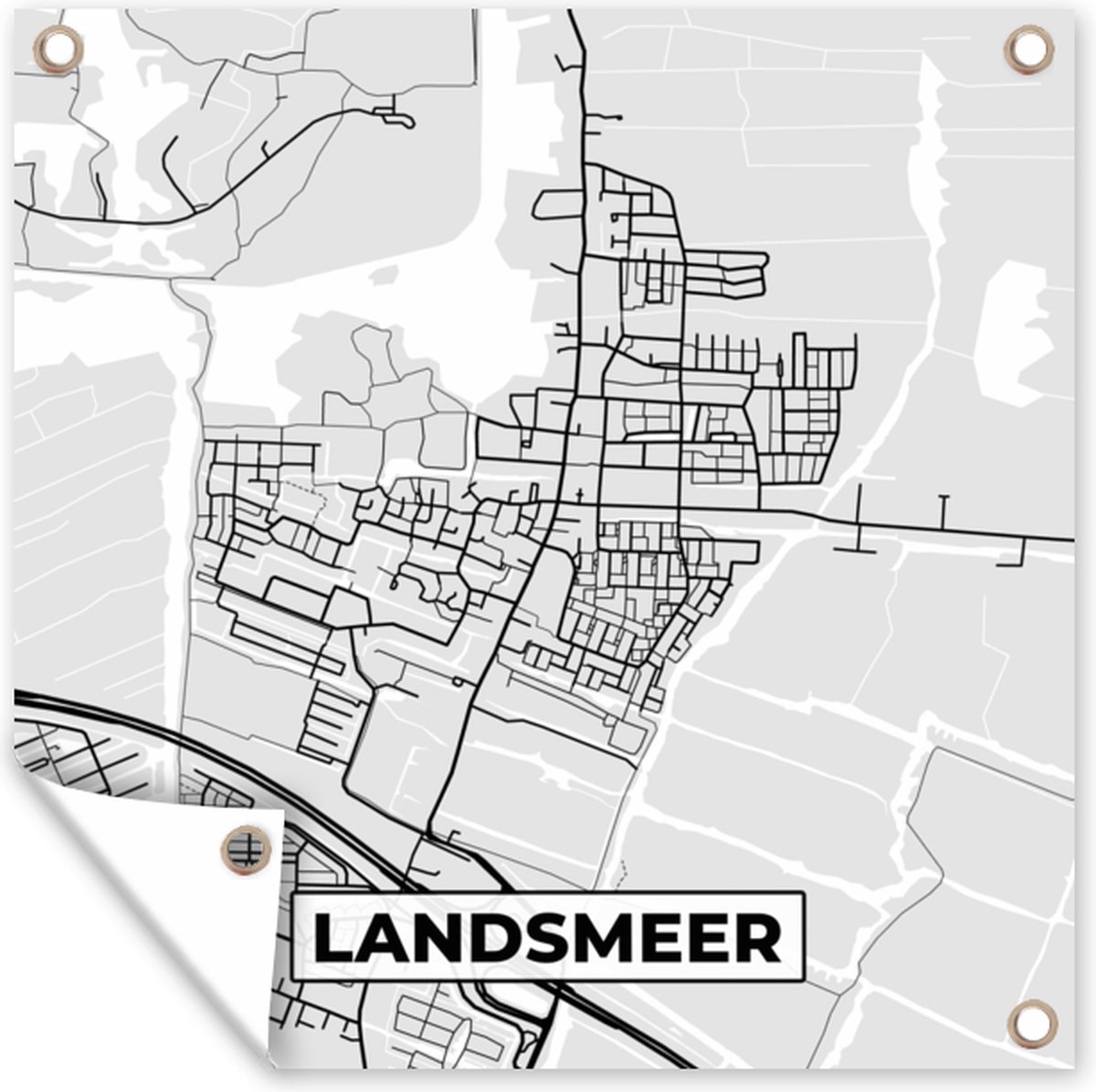 Tuinposters Stadskaart - Landsmeer - Kaart - Plattegrond - 50x50 cm ...