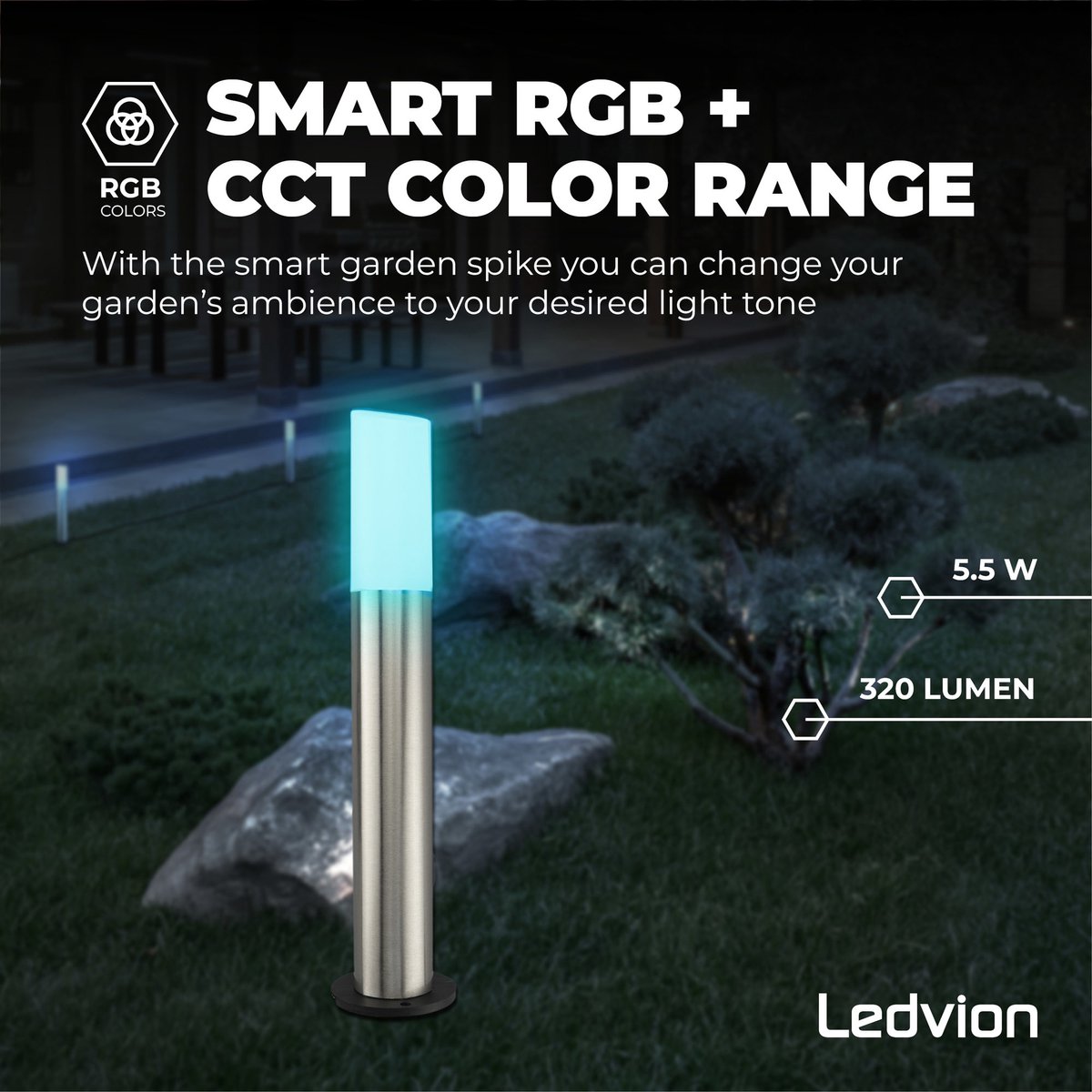 Ledvion Buitenlamp, Smart Lamp, Dimbare Lamp, WiFi, App, RGB, 3000K ...