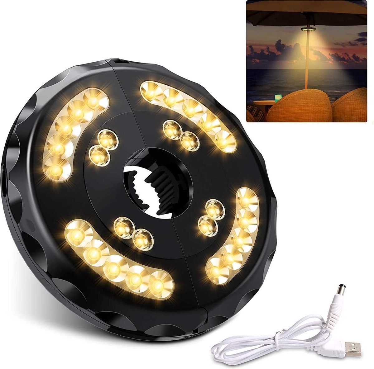 LED Parasolverlichting - Tuinverlichting met 28 LEDs - Warm wit licht ...