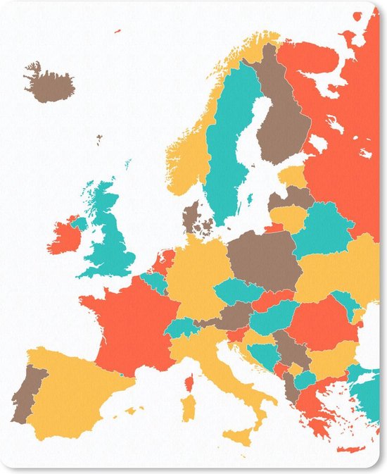 Muismat Kleurrijke kaart Europa - Colored Empty Map of the Europe ...
