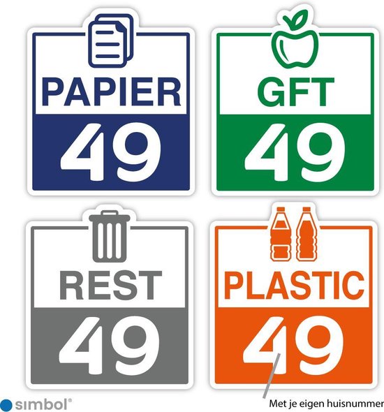 Simbol - Voordeelset 4 Stuks Container Sticker Met Eigen Huisnummer ...