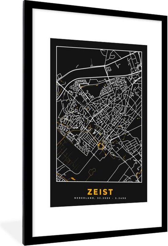 Fotolijst incl. Poster - Kaart - Zeist - Goud - Zwart - 60x90 cm ...