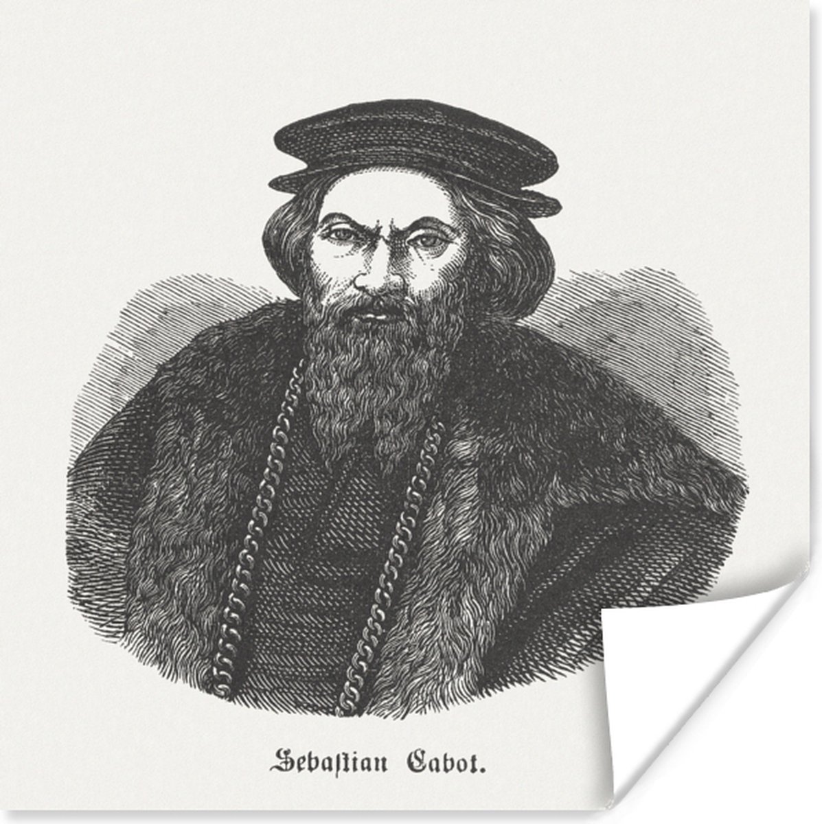 Illustration d'un portrait de Sébastien Cabot avec affiche nom 60x80 cm ...