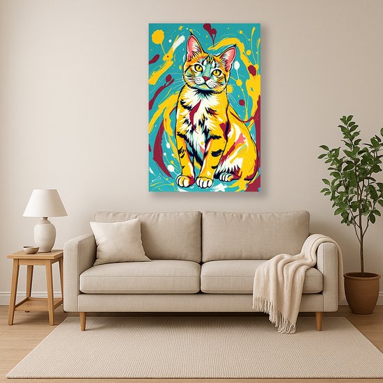 Pop-art kat - Wanddecoratie modern - Muurdecoratie - Poster - 100x150 ...