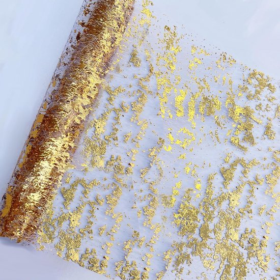 2 Stuks Gouden Tafelloper Rol 354x35 cm Glitter Tule Gaas voor Feest ...